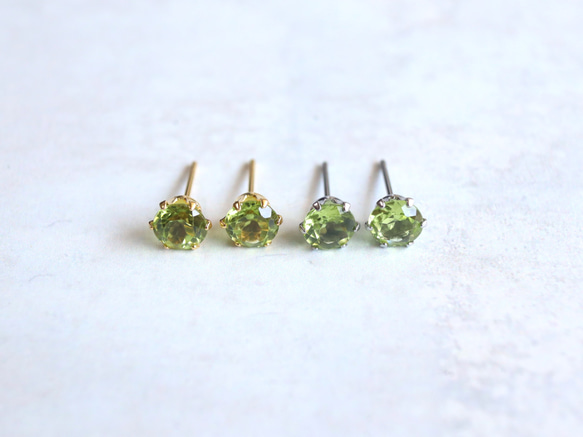 ☆大人気☆8月誕生石【アリゾナ産 大粒ペリドット AAA 6mm】つけっぱなしOK 錆びないサージカルステンレス ピアス ピアス（スタッド・一粒） claire fleur 通販 ...