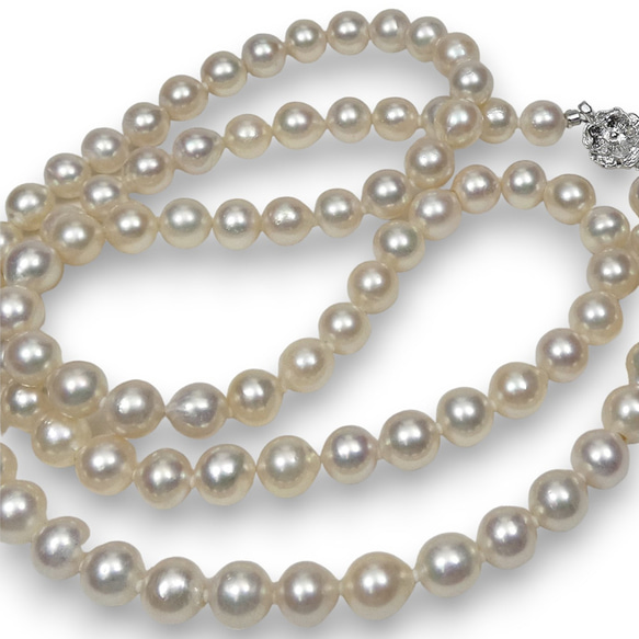 アコヤ本真珠ロングネックレス 8.5-9.0mm/80cm 超ボリュームSVクラスプ 国産ロングパールネックレスA793 ネックレス ...
