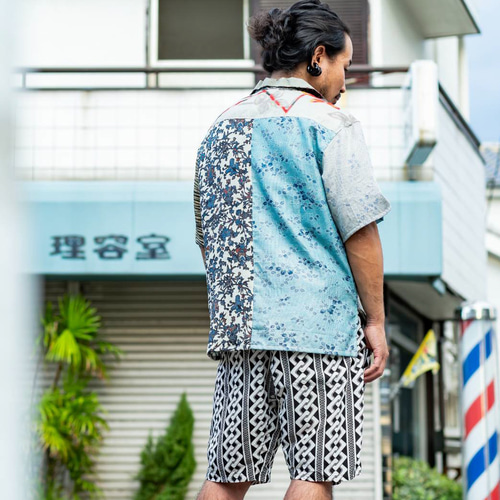 Acote 着物リメイク アロハシャツ ハワイアン 半袖シャツ 開襟 Acote 着物リメイク アロハシャツ ハワイアン 半袖シャツ 開襟