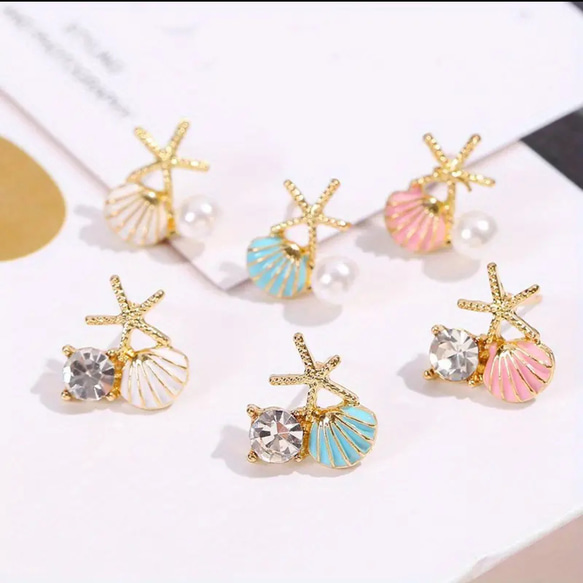 shell pierce (pink) 貝 ピアス ピンク ピアス（その他） floral charm 通販 18048513｜Creema(クリーマ)