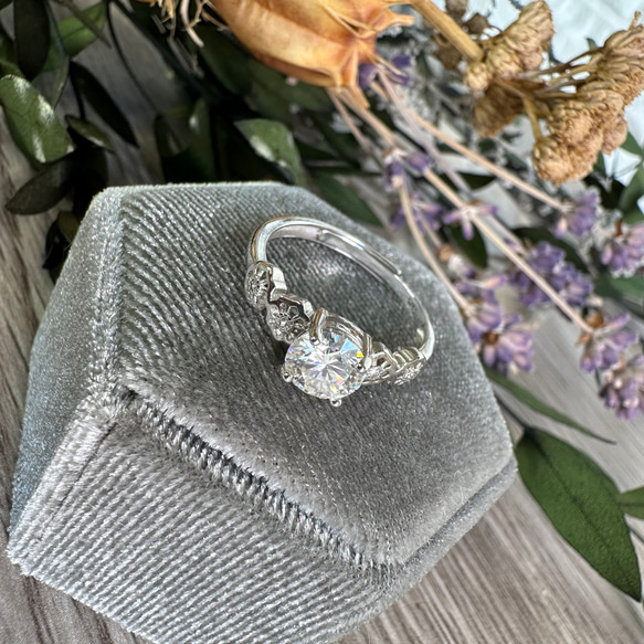 *s925モアサナイトフラワーリング119 指輪・リング 円と縁 by.TAMAKO 通販｜Creema(クリーマ) 18065059