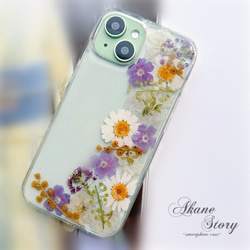「風花の小径」押し花 お花 スマホケース 全機種対応 iPhone 16 15 Galaxy Xperia AQUOS iPhoneケース ...