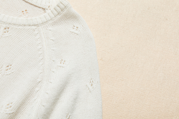 毎日キレイを叶うサマーニット 透かし編みニット 和紙素材 半袖ニット ホワイト 240802-1 ニット・セーター fall-in&co(talent) 通販｜Creema(クリーマ ...