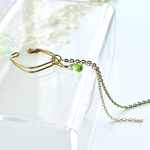 【4way】14kgf みどりの雫 ロングイヤーカフ（宝石質ペリドット） イヤーカフ milimili901 通販 18088442｜Creema(クリーマ)