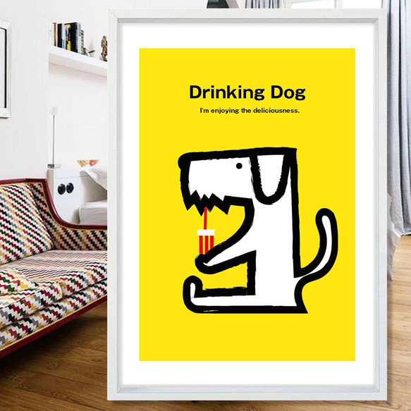 Drinking イラスト イヌ ポスター A4 A3 A2 A1 アート アートポスター アート/sei 2932 イラスト sei 通販 18093810｜Creema(クリーマ)