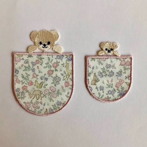 リバティ ポケット型ワッペン アップリケ刺繍 ワッペン リバティ ポケット型ワッペン アップリケ刺繍 ワッペン