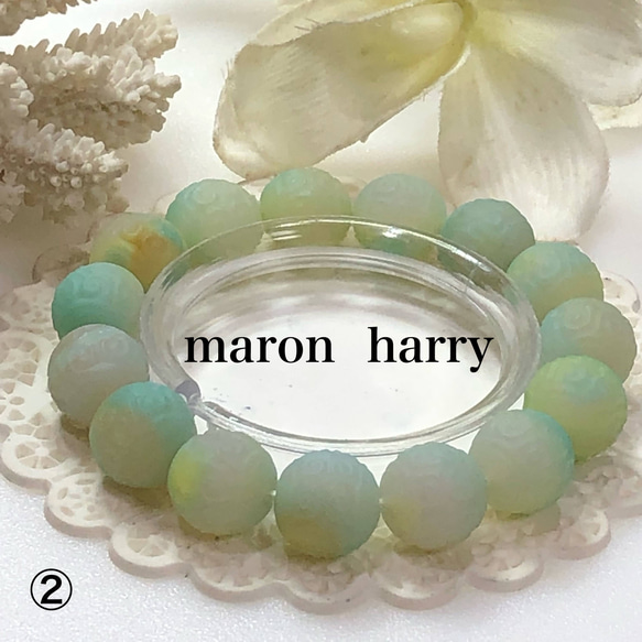 グリーン瑪瑙・回紋珠・天然石ブレスレット•*¨*•.¸¸♬ ブレスレット MARON HARRY 通販｜Creema(クリーマ) 18106173