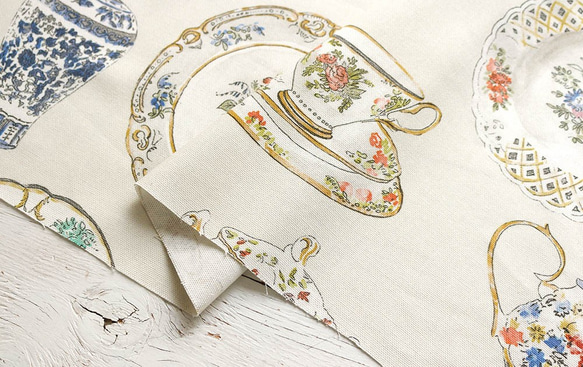 大きめカットクロス！人気生地『スペイン製 VILBER オックスデジタルプリント ポッタリー』～90㎝でカット済み～ 生地 Blanc de ...