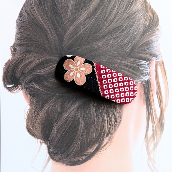 着物リメイクバレッタ 京友禅 正絹 シルク 伝統工芸 着物 浴衣 花火 お祭り きもの プチギフト 髪飾り ヘアアレンジ バレッタ 花こころ庵 ...