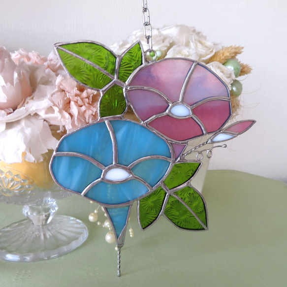 ステンドグラス 朝顔 「ひよこ様オーダー」 サンキャッチャー pi-tyan 通販 18126147｜Creema(クリーマ)