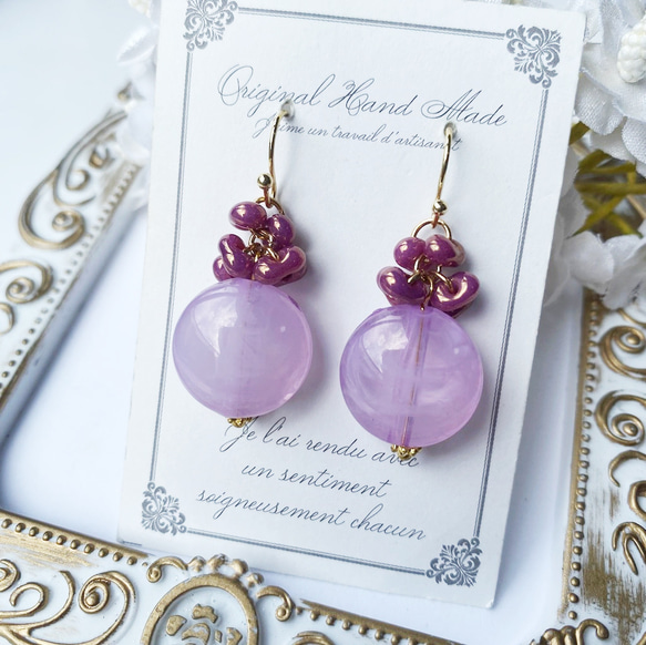 【350円】チェコビーズの可愛いピアスB202 ピアス（フック・チェーン） 花なななの花 通販 18127250｜Creema(クリーマ)