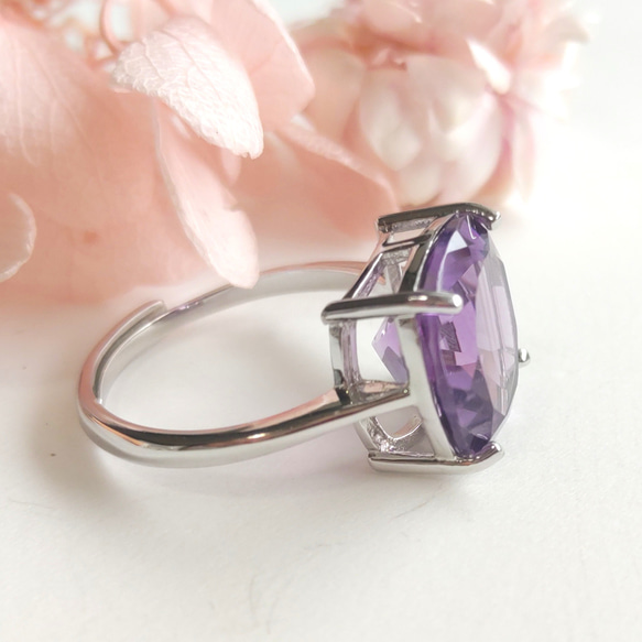 かなり大き目！ アメジスト 天然石 リング(スクエア) S925 12×12㎜ 指輪・リング bamboo shoots 通販 18142060｜Creema(クリーマ)