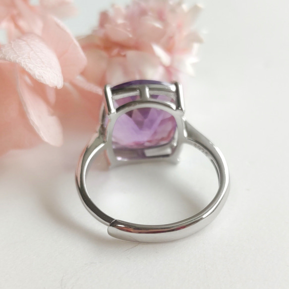 かなり大き目！ アメジスト 天然石 リング(スクエア) S925 12×12㎜ 指輪・リング bamboo shoots 通販 18142060｜Creema(クリーマ)