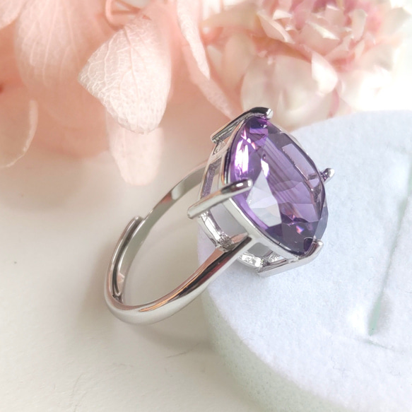 かなり大き目！ アメジスト 天然石 リング(スクエア) S925 12×12㎜ 指輪・リング bamboo shoots 通販 18142060｜Creema(クリーマ)