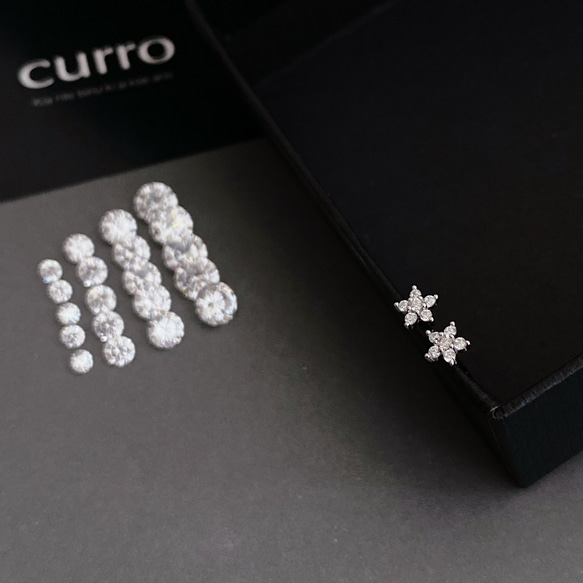ミニフラワー CZダイヤ ピアス silver925 ジャスミン イヤリング可 アレルギー対応 4060235-83 ピアス（スタッド・一粒） curro 通販 18149185｜Creema ...
