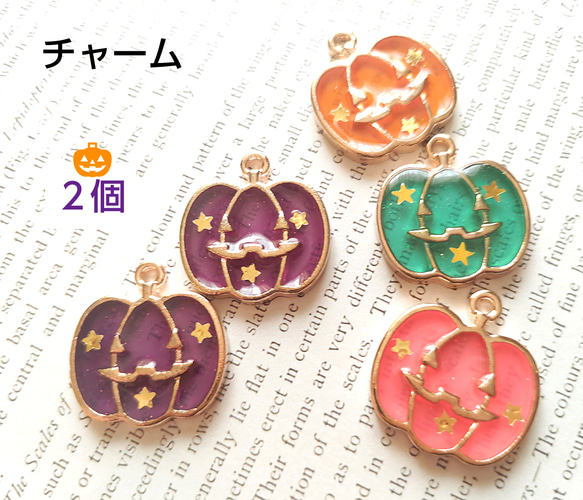 チャーム 2個 かぼちゃ ジャックランタン ハロウィン 合金 パープル チャーム repose 通販｜Creema(クリーマ) 18155638