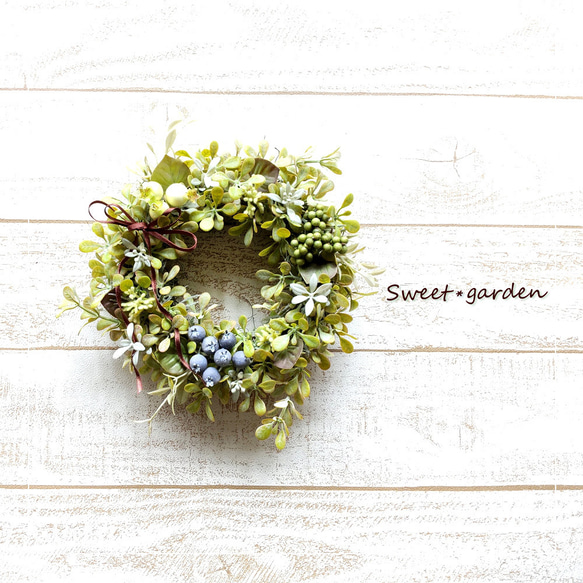 シックな色味に癒されるナチュラルなリース（fw205）～玄関ドアなど外にも飾れるアーティフィシャルリース リース sweet-garden ...
