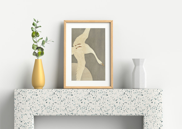 白鳥と月 日本画インテリアポスター☆和室和モダン浮世絵和柄大正ロマン★ハガキ2L判A5A4A3A5A4【NO.654】 絵画 morico ...