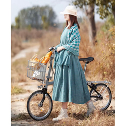 2層織りガーゼ綿 チェック柄のホームワンピース ウエストリボン【春秋】黒/ブルー ワンピース ねまき屋 通販｜Creema(クリーマ ...