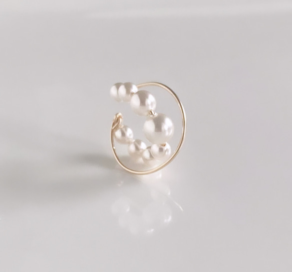 14kgf Grain and Humming クリスタルパール イヤーカフ 2 点セット イヤーカフ f accessory 通販 18190216｜Creema(クリーマ)