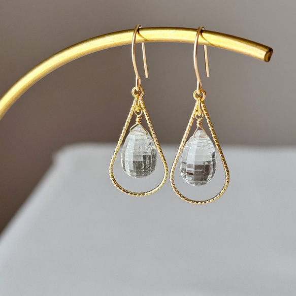 《14kgf 2月誕生石》 グリーンアメジストと14kgpドロップモチーフアクセサリー 14kgfピアス/イヤリング他 ピアス（フック・チェーン） ringo drop °. 通販 ...