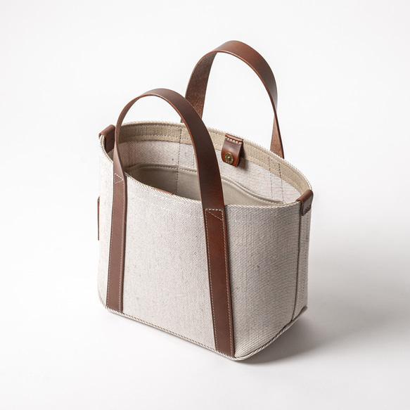 2サイズから選べる 倉敷の綿麻帆布で仕立てたレザーハンドルトート(生成り ecru) トートバッグ 加瀬鞄工房 通販 18200104 ...