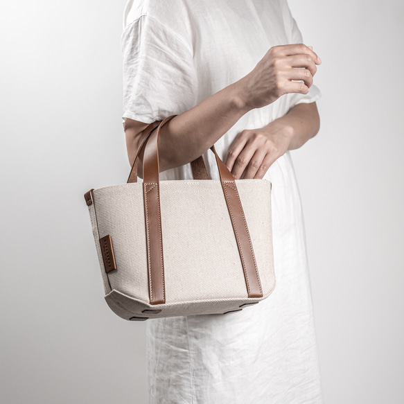 2サイズから選べる 倉敷の綿麻帆布で仕立てたレザーハンドルトート(生成り ecru) トートバッグ 加瀬鞄工房 通販 18200104 ...