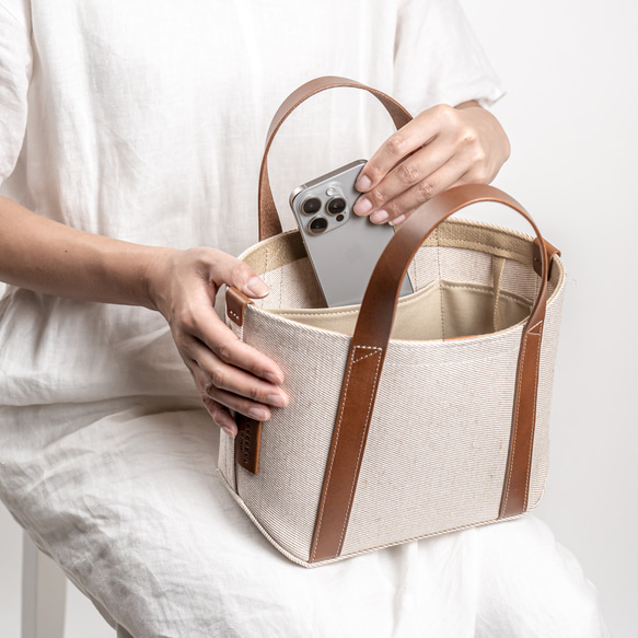 2サイズから選べる 倉敷の綿麻帆布で仕立てたレザーハンドルトート(生成り ecru) トートバッグ 加瀬鞄工房 通販 18200104 ...