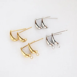 316L サージカルステンレス 小ぶりbeans ピアス 1ペア ゴールド カン付き 金具・チェーン Trois anges 通販 18231975｜Creema(クリーマ)