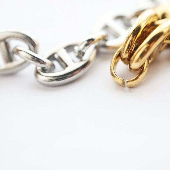 316L サージカルステンレス マリンチェーン 切り売り 18cm 幅6mm ゴールド 金具・チェーン Trois anges 通販 18234231｜Creema(クリーマ)