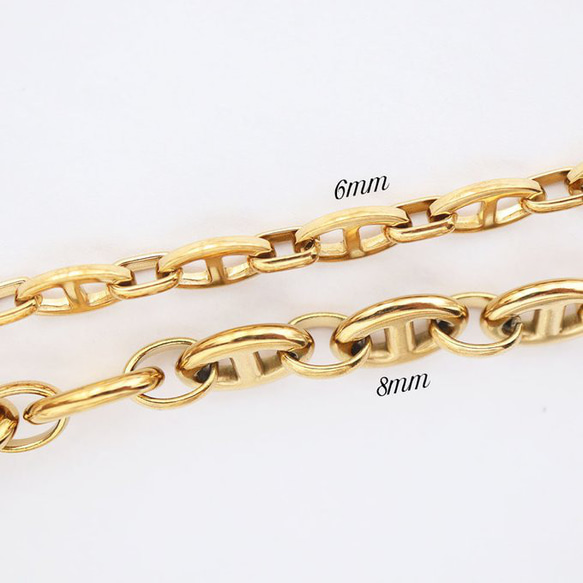 316L サージカルステンレス マリンチェーン 切り売り 18cm 幅6mm ゴールド 金具・チェーン Trois anges 通販 18234231｜Creema(クリーマ)