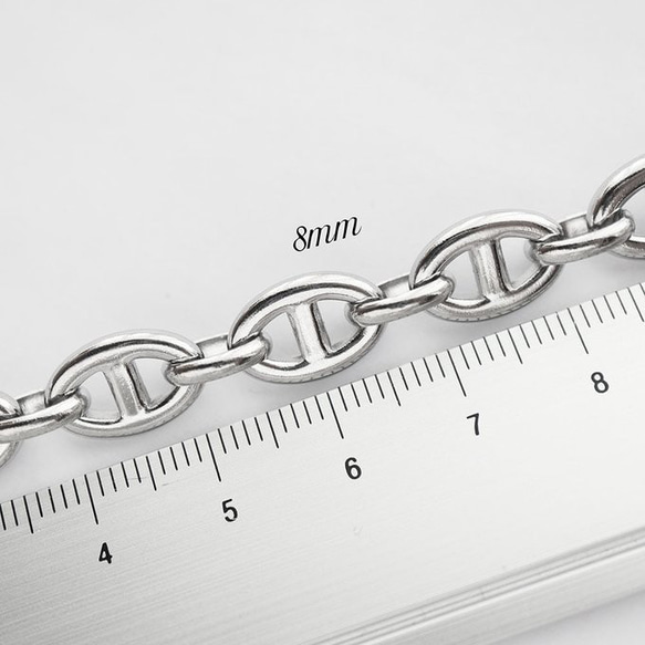 316L サージカルステンレス マリンチェーン 切り売り 18cm 幅8mm ステンレス無垢 金具・チェーン Trois anges＊27~1/5休業 通販 18234255｜Creema(クリーマ)