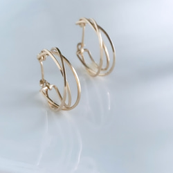 14kgf diagonal 20 キャッチレス フープピアス ピアス（フープ） f accessory 通販 18241323｜Creema(クリーマ)