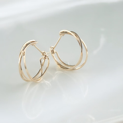 14kgf diagonal 20 キャッチレス フープピアス ピアス（フープ） f accessory 通販 18241323｜Creema(クリーマ)