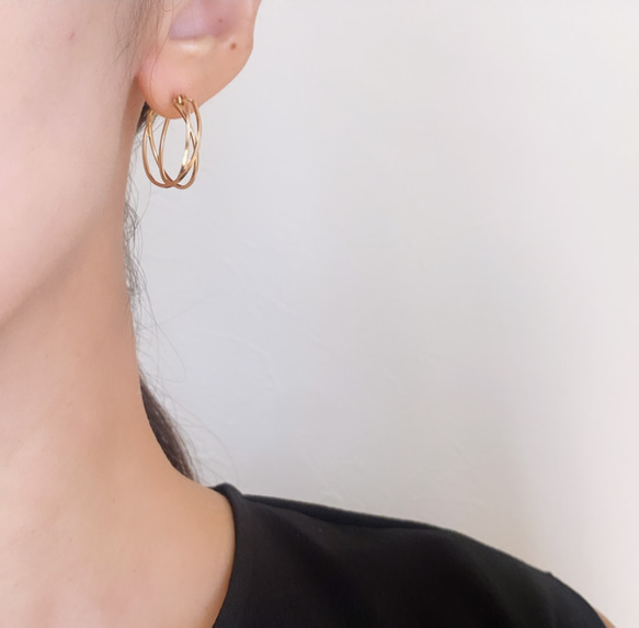 14kgf diagonal 20 キャッチレス フープピアス ピアス（フープ） f accessory 通販 18241323｜Creema(クリーマ)