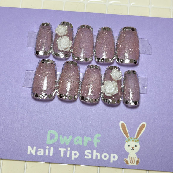 ♡シルバーホロローズネイル♡ ネイルチップ（つけ爪） Dwarf Nail Tip 通販 18244012｜Creema(クリーマ)