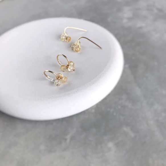 11月の誕生石 シトリンの小さなイヤリング / 14kgf イヤリング・ノンホールピアス ao. 通販 18260939｜Creema(クリーマ)