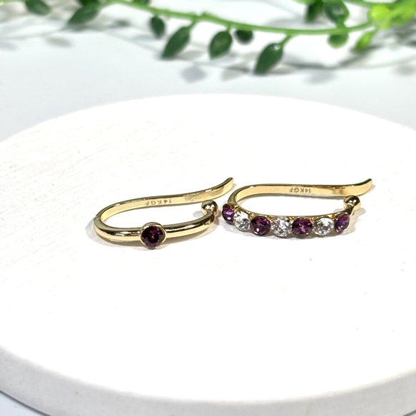 no.2 イヤーカフ 2セット 14kgf アメジストとクリスタル イヤーカフ はれのちHARE☆ 通販｜Creema(クリーマ) 18299857