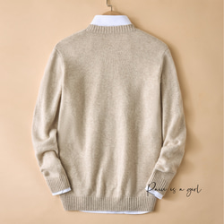 【メンズ ️厚手カシミア100%】丸ネックセーター |ケーブル編み|カジュアル|レトロ系|T-5ZH-MEN ニット・セーター Rain is ...