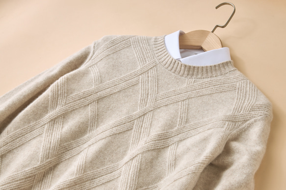 【メンズ ️厚手カシミア100%】丸ネックセーター |ケーブル編み|カジュアル|レトロ系|T-5ZH-MEN ニット・セーター Rain is ...