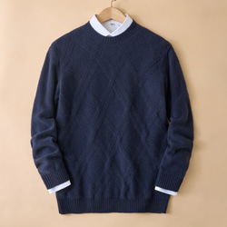 【メンズ ️厚手カシミア100%】丸ネックセーター |ケーブル編み|カジュアル|レトロ系|T-5ZH-MEN ニット・セーター Rain is ...