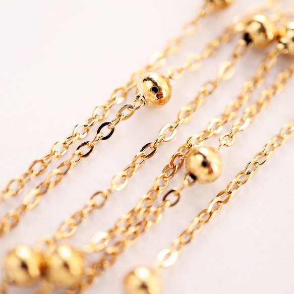 316L サージカルステンレス 3mm サテライトチェーン 1.3mm 平あずき 切り売り 50cm ゴールド 金具・チェーン Trois anges 通販 18325404｜Creema(クリーマ)