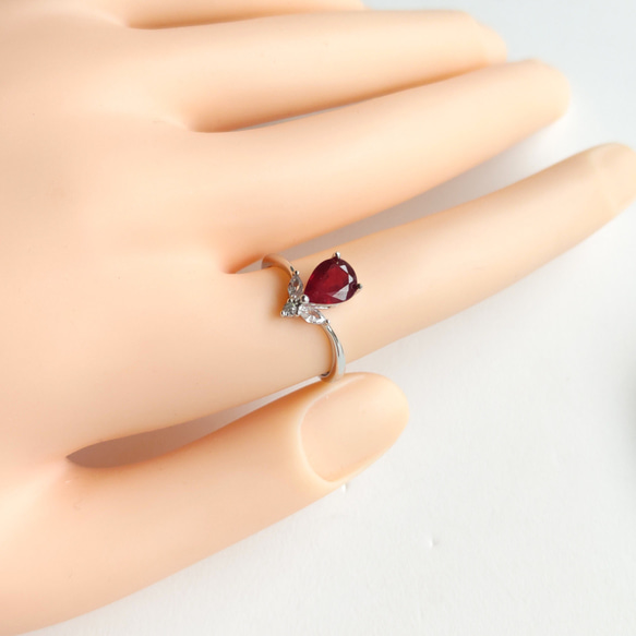 ルビー キラキラ リング 天然石 S925 8×6㎜ ペアシェイプ 指輪・リング bamboo shoots 通販 18348405｜Creema(クリーマ)