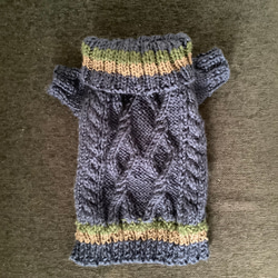 小中大型犬♪選べる襟・袖デザイン♪ウール100%♪サイズオーダー♪犬服♪アラン模様♪ペアも素敵♪セーター♪ニット ペット服・アクセサリー ...