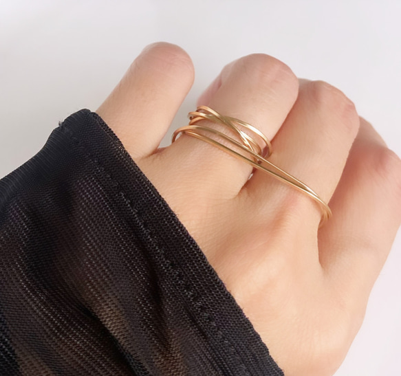 Parallel 14kgf【2点セット】ダブルフィンガーリング・diagonalリング 2way イヤーカフ 指輪・リング f accessory 通販 18385012｜Creema(クリーマ)