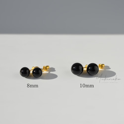 BLACK ONYX 中粒 天然鉱石 オニキスピアス 8mm S925 HP012SP ピアス（スタッド・一粒） 彩の璧 YUKINOKO 通販 18407711｜Creema(クリーマ)