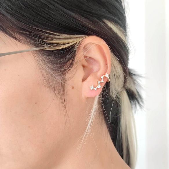 限定価格 北斗七星CZダイヤピアス つけっぱなし 極細 華奢 金属アレルギー対応 サージカルステンレス ゴールド ピアス（その他） 金属 ...