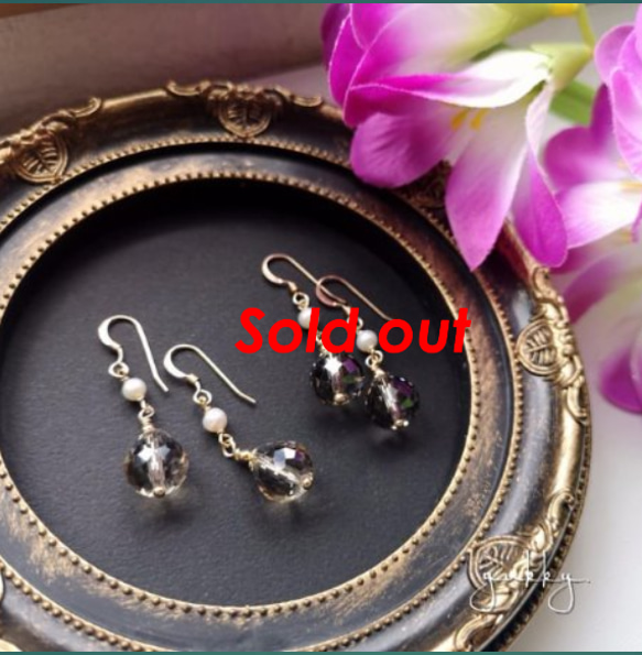 [選択]淡水パール&ガラスビーズ(1ペア) 14kgfピアス/イヤリング {yukky.}★ ピアス（フック・チェーン） yukky. 通販 18410775｜Creema(クリーマ)