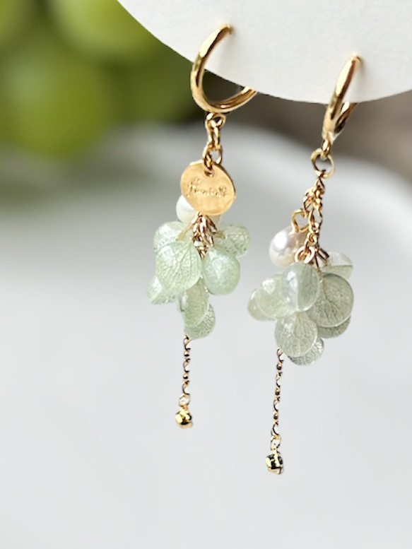 【紫陽花で作るシャインマスカット】秋 果物 フルーツ ぶどう 紫陽花 ピアス（フープ） fureiro 通販｜Creema(クリーマ ...