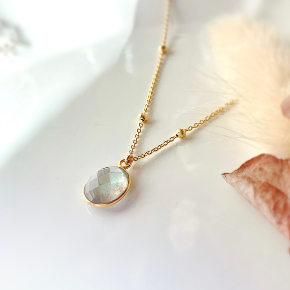 天然石ラブラドライトのネックレス 14kgf、16kgp ネックレス・ペンダント Gilda et Mia 通販｜Creema(クリーマ) 18413976